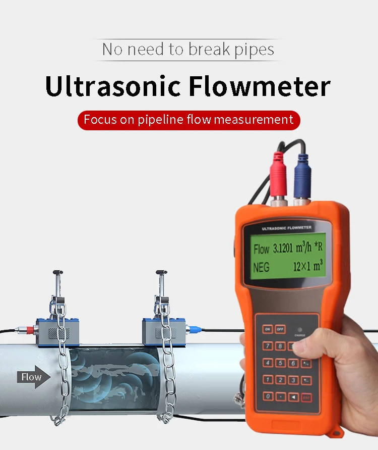 Lcd Display Battery Powered Portable Handheld Ultrasonic Water Flow ...