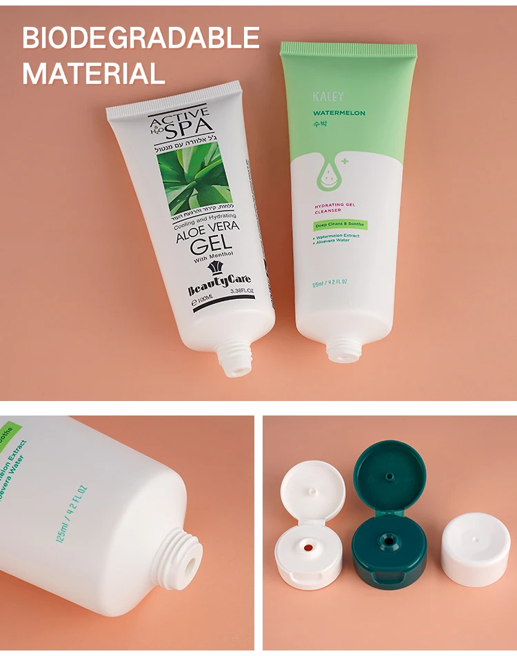Soft Squeeze Biodegradable Plastic Cosmetic Tube Packaging 100ml ...