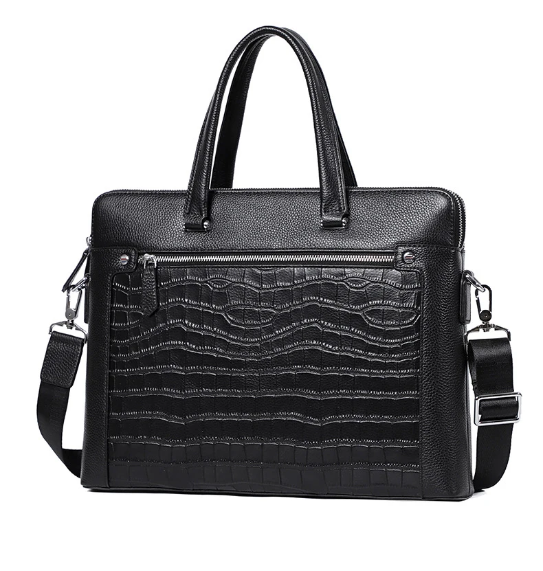 Andong Leather Double Zip Briefcase for Men Genuine Cow Leather Tote ...