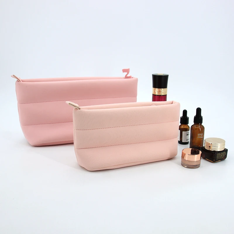 Custom Logo Neoprene Puffer Quilted Cosmetic Bag Cute Skin Care Pouch ...