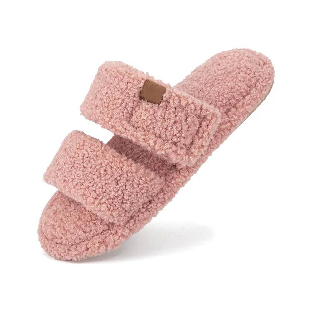 Washable Open Toe Slippers For Women Adjustable Memory Foam House Shoes ...