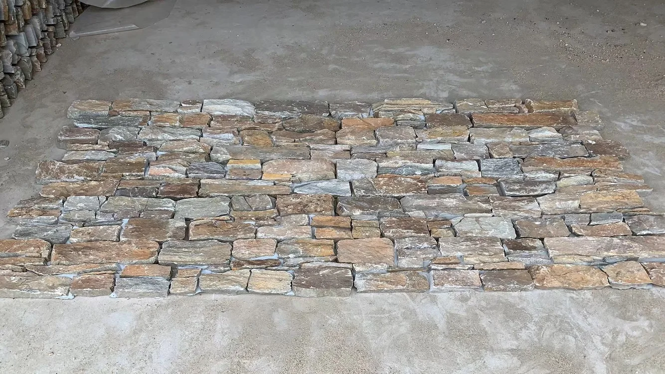 Wall Stone Cladding Rusty Quartzite Cement Ledgestone