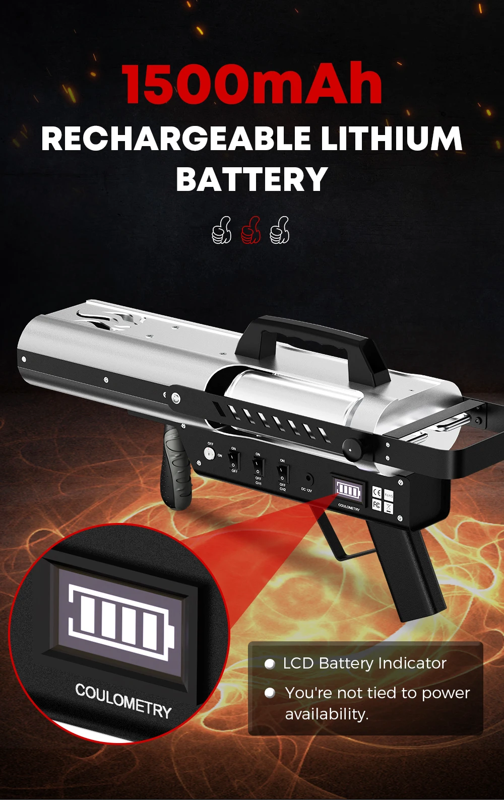 MOKA SFX 1-3m Handheld Battery Fire Thrower for DJ Events