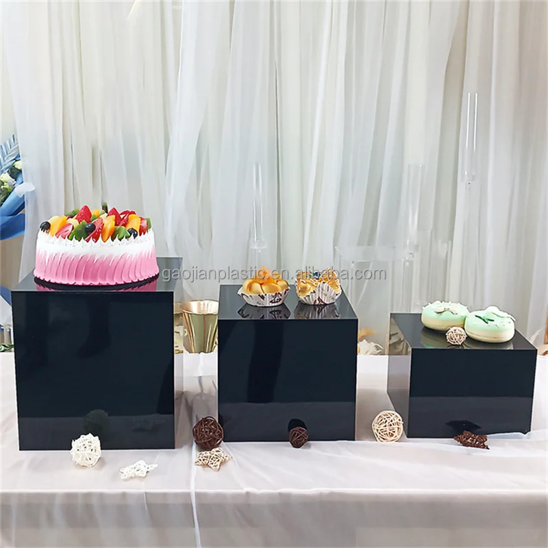 Set Of 8 White Acrylic Riser Display Stands & Buffet Cube Risers - Oem