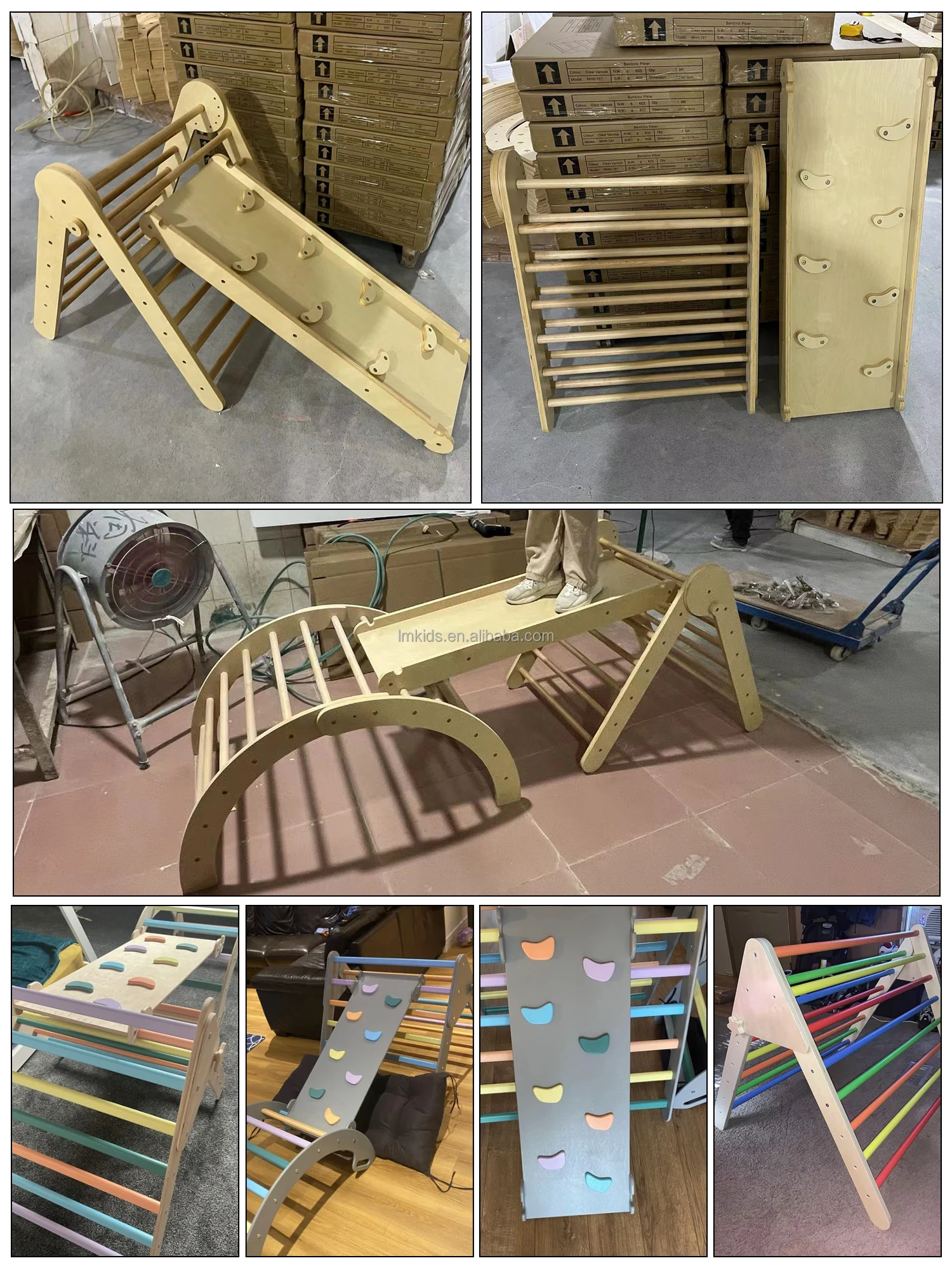 LM KIDS Wooden Climbing Arch Ladder Triangle Climber & Ramp Climbing ...