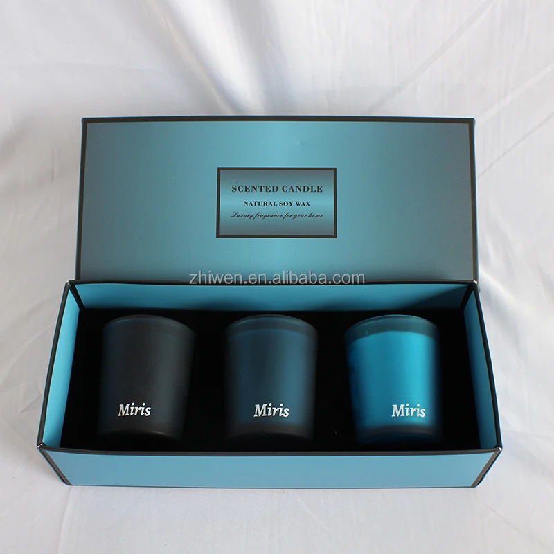 Wholesale Luxury Box Set of Dark Blue and Aqua Blue Candles