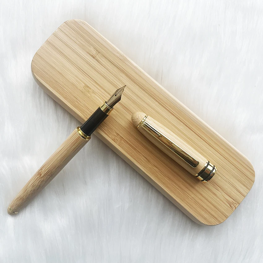Luxury Business Gift Wood Bamboo Fountain Pen Set With Custom Logo Promotion Bamboo Fountain Pen ...