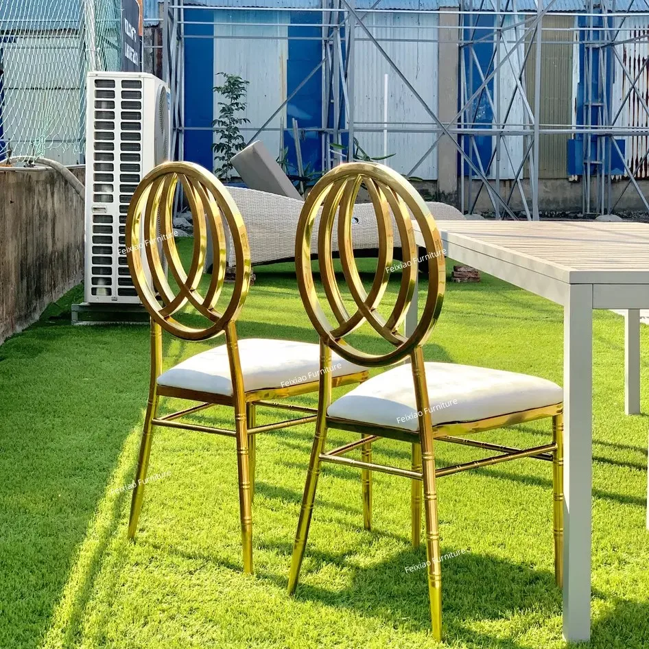 High Quality Gold Metal Stacking Phoenix Wedding Dining Chairs For ...