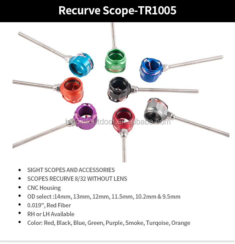 TOPOINT Archery Recurve Bow Sight Pin TR1005 Optical Fiber Arrow ...