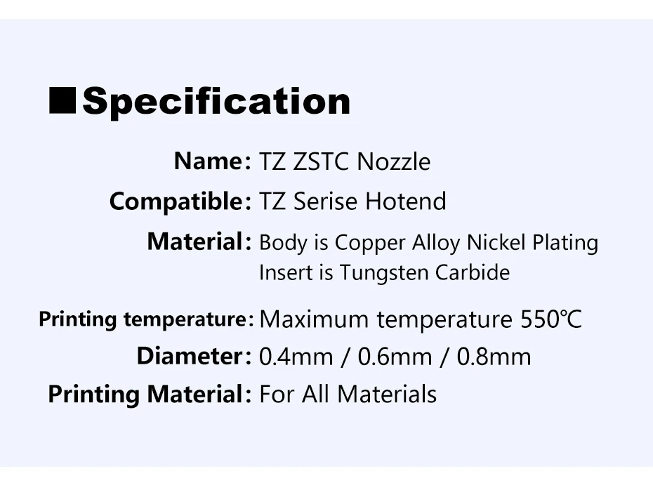 Trianglelab TZ ZSTC Nozzle - High Temperature Resistant