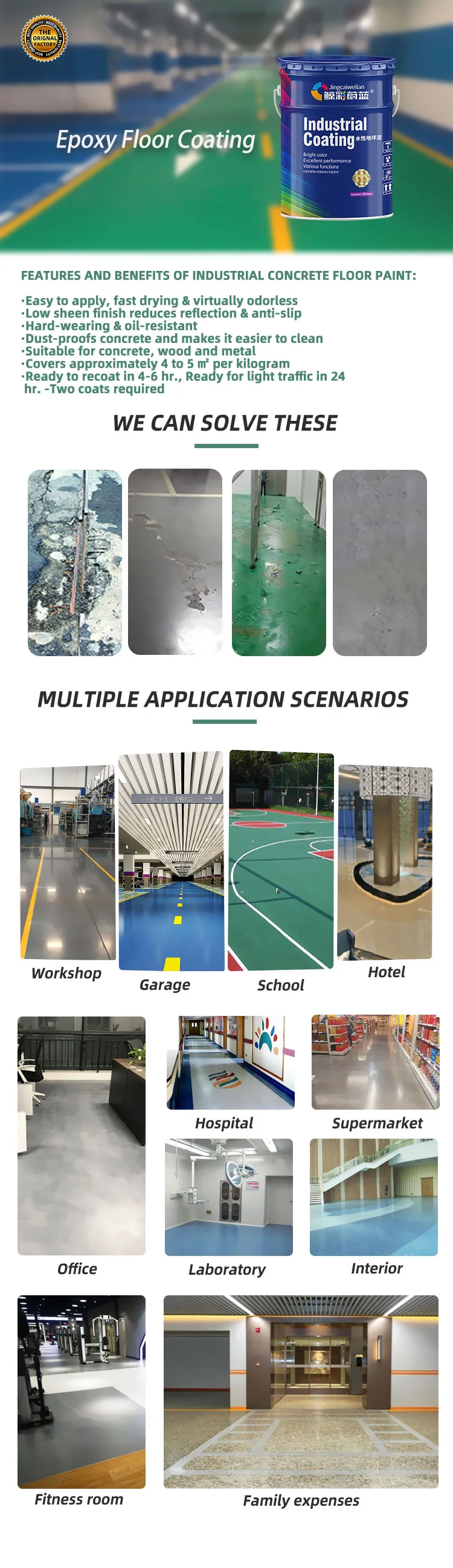 Self Leveling Epoxy Floor Coating Fullset Floor Paint Anti Slip Crystal ...