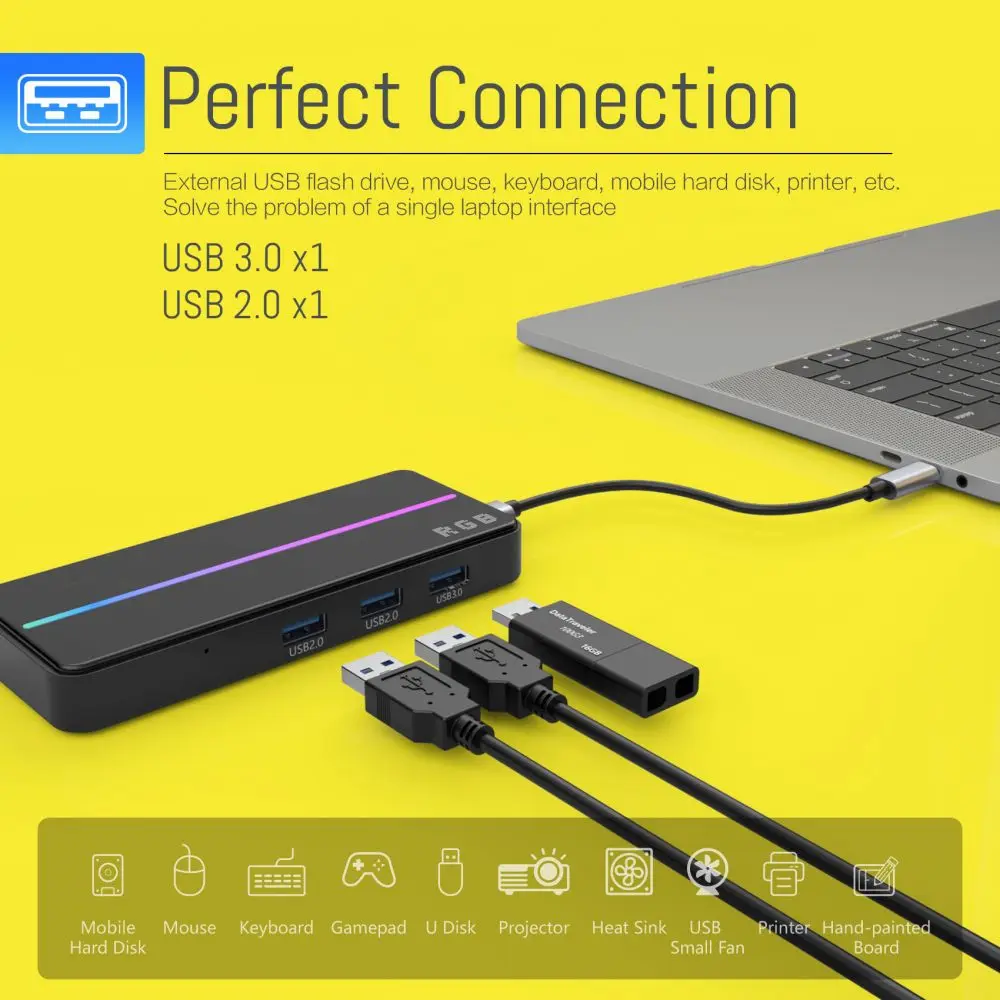 8 Ports Usb3.1 Hd Pd Rj45 Sd Tf Docking Station With Rgb Type C Usb C ...