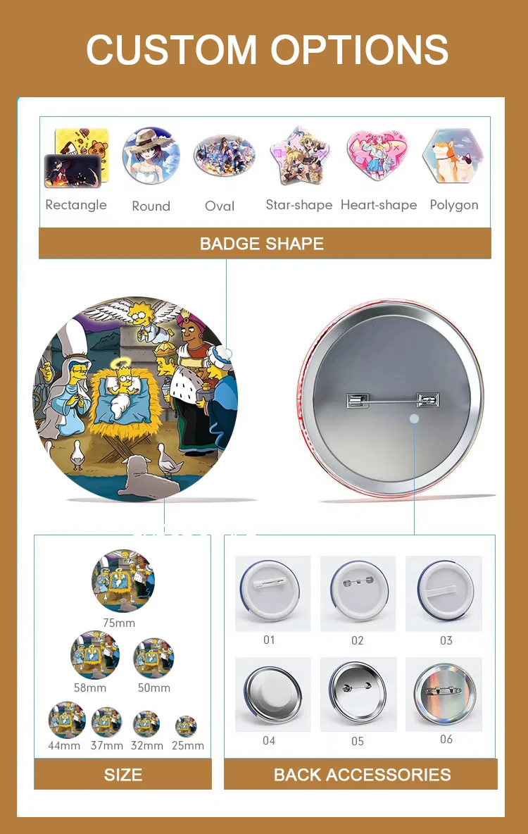 Custom Pin Button Badges - Promotional Metal Tin Badges