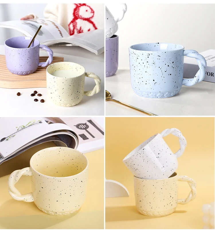 Cute Ceramic Mugs with Embossed Flower Design - Perfect Gift