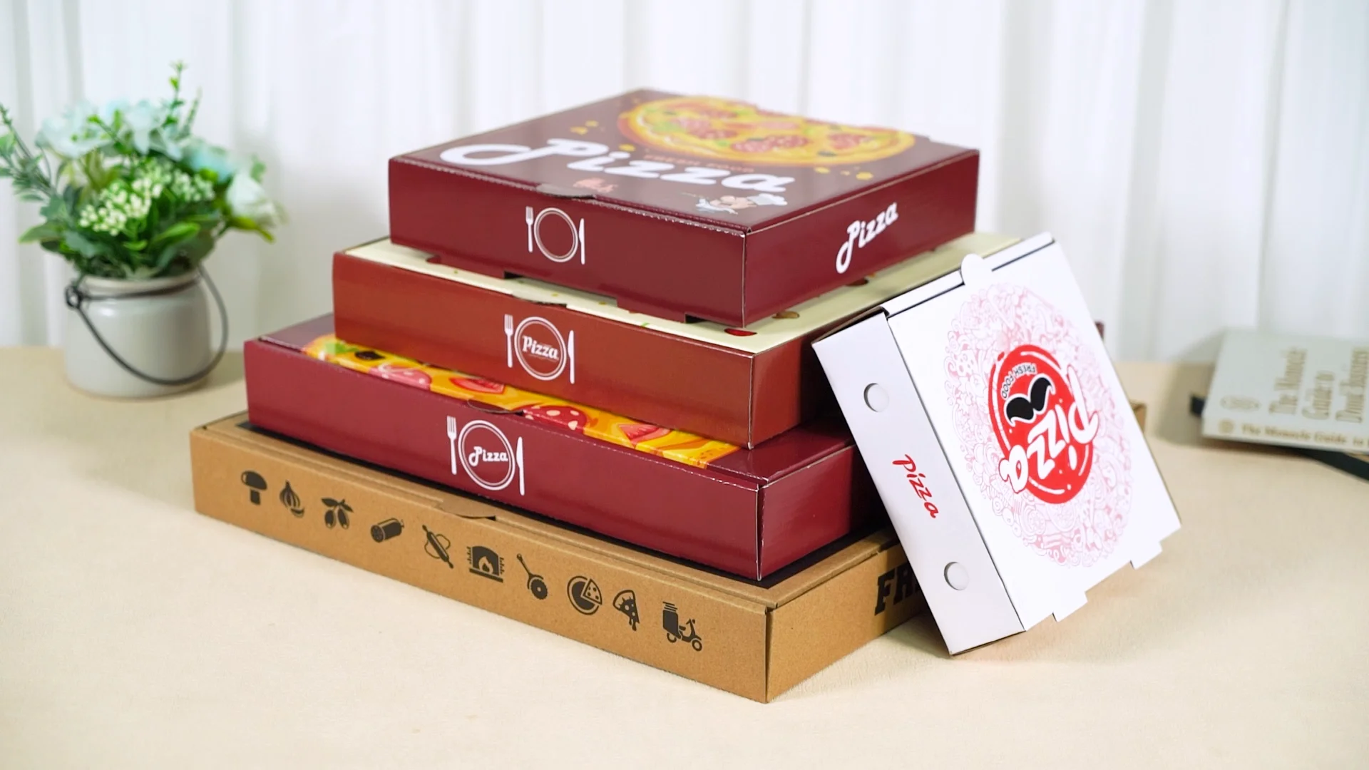 Pizza Boxes Food Grade 4.5cm Thickness And 7 8 9 10 12 14 16 20 Inches ...
