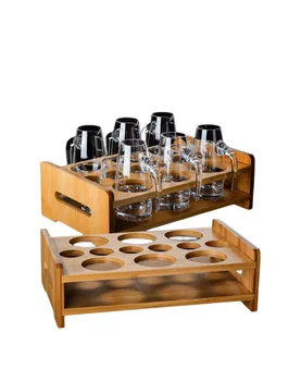Countertop Solid Bamboo Glasses Display Rack Shot Glasses Drink Holder ...