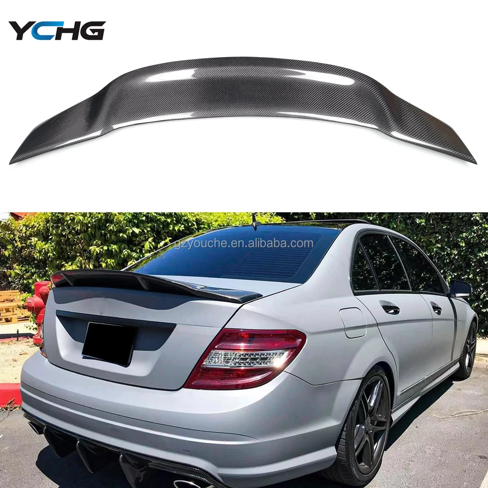 W204 R Style Carbon Fiber Rear Trunk Spoiler For Mercedes Benz C Class ...