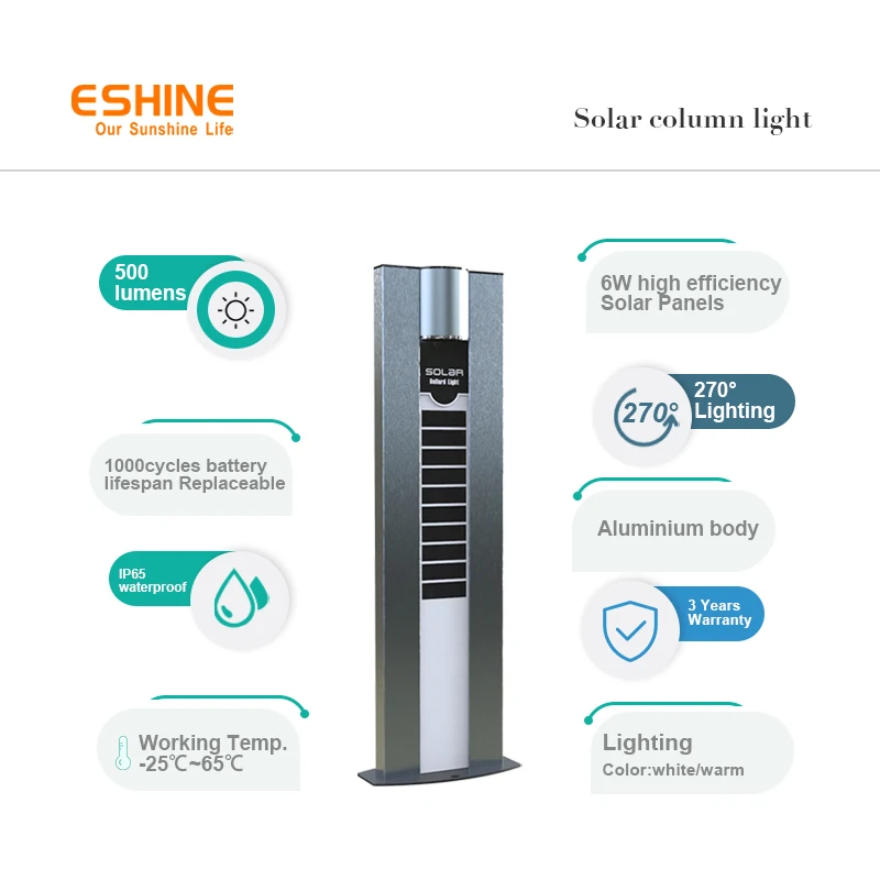 Double Sided Glass Solar Bollard Light Aluminum Alloy Solar Garden ...