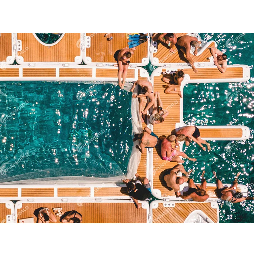 Hexagonal Inflatable Raft Water Platform Floating Dock Inflatable Swim ...