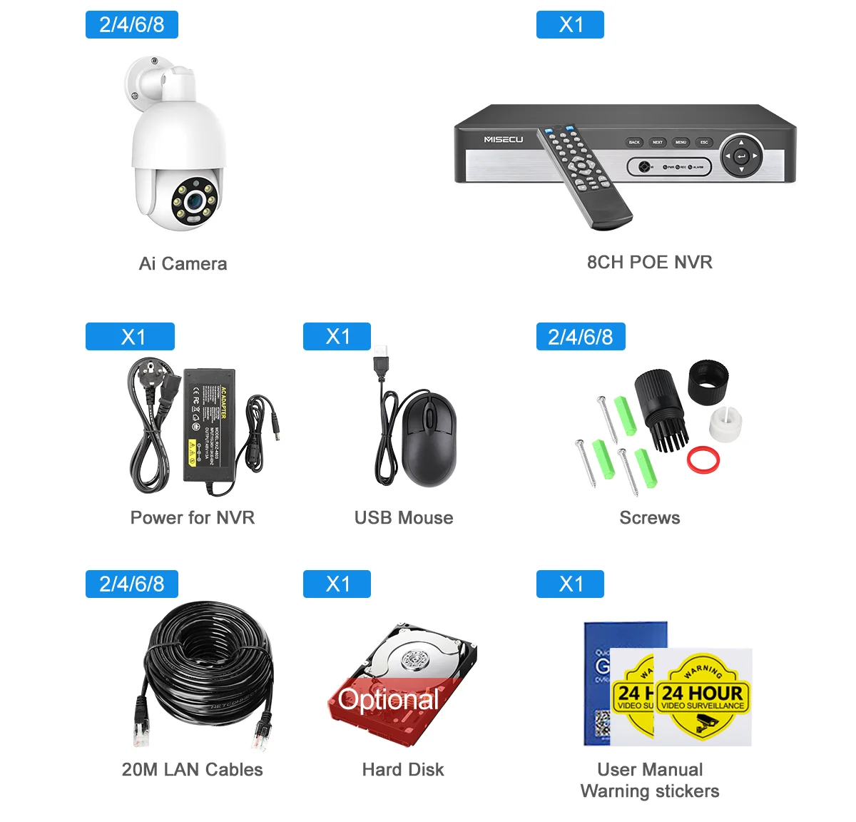 Outdoor 4k Two-way Audio Alarm App Push Ptz Poe Camera 8ch 8mp Full ...