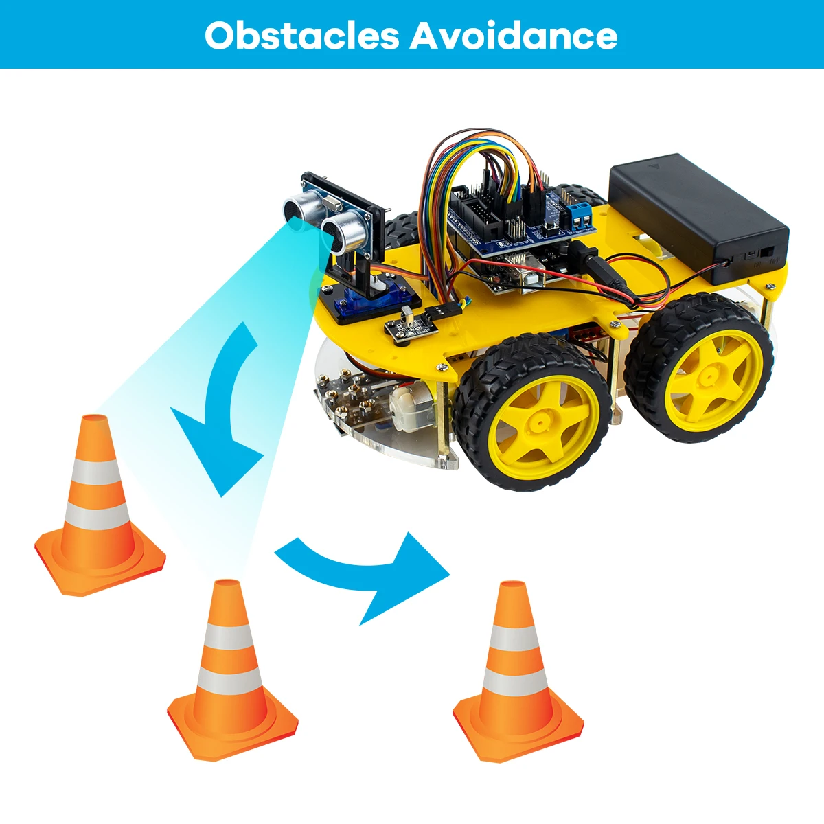 Multi Function 4wd Robot Car Kits With Ultrasonic Module