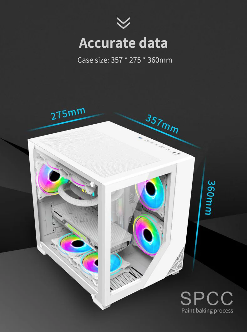 Factory Direct M-ATX Mid Tower Computer Case with Tempered Glass Front ...