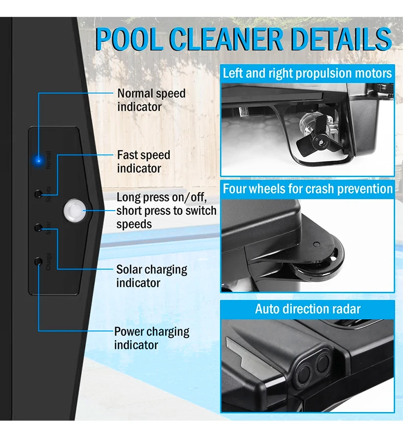Pool Cleaner Robot Solar Pool Skimmer Basket Cleaner Robotic With ...