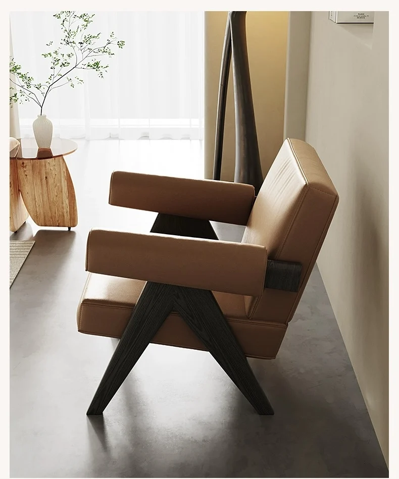 Wabi Sabi Modern Wooden Chair Japandi Lounge Leisure Home Accent Arm ...