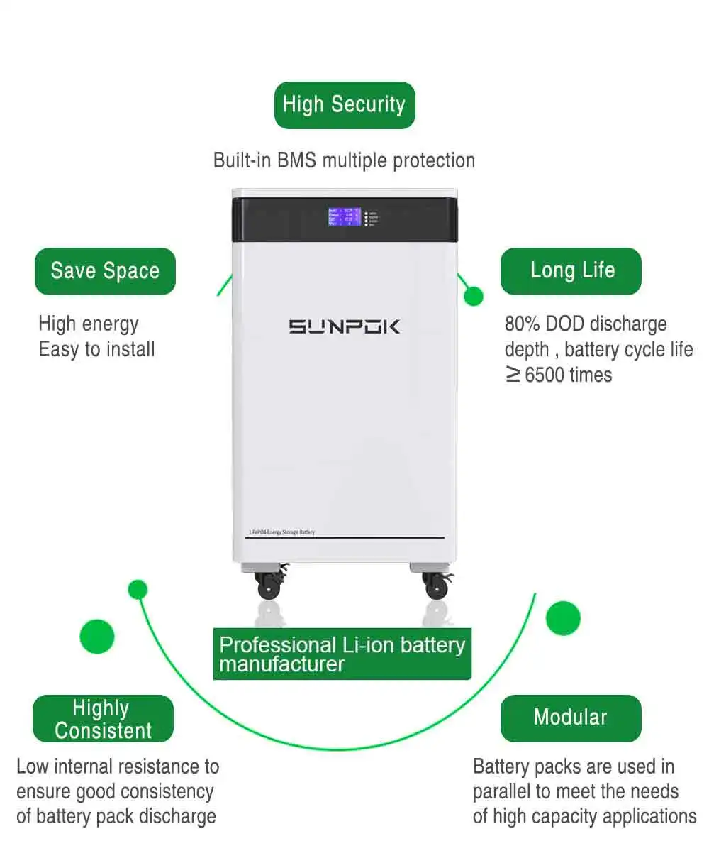 Sunpok 15kWh LiFePO4 Battery Pack - 48V 300Ah for Solar Energy Storage ...