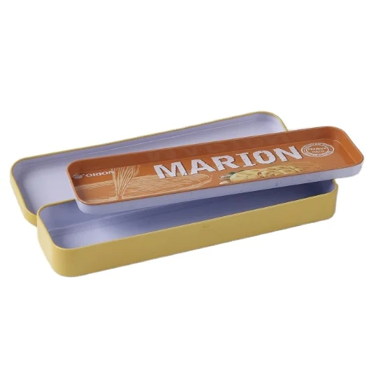 Custom School Pencil Tin Printed Case Storage Rectangular Oval Hinged ...