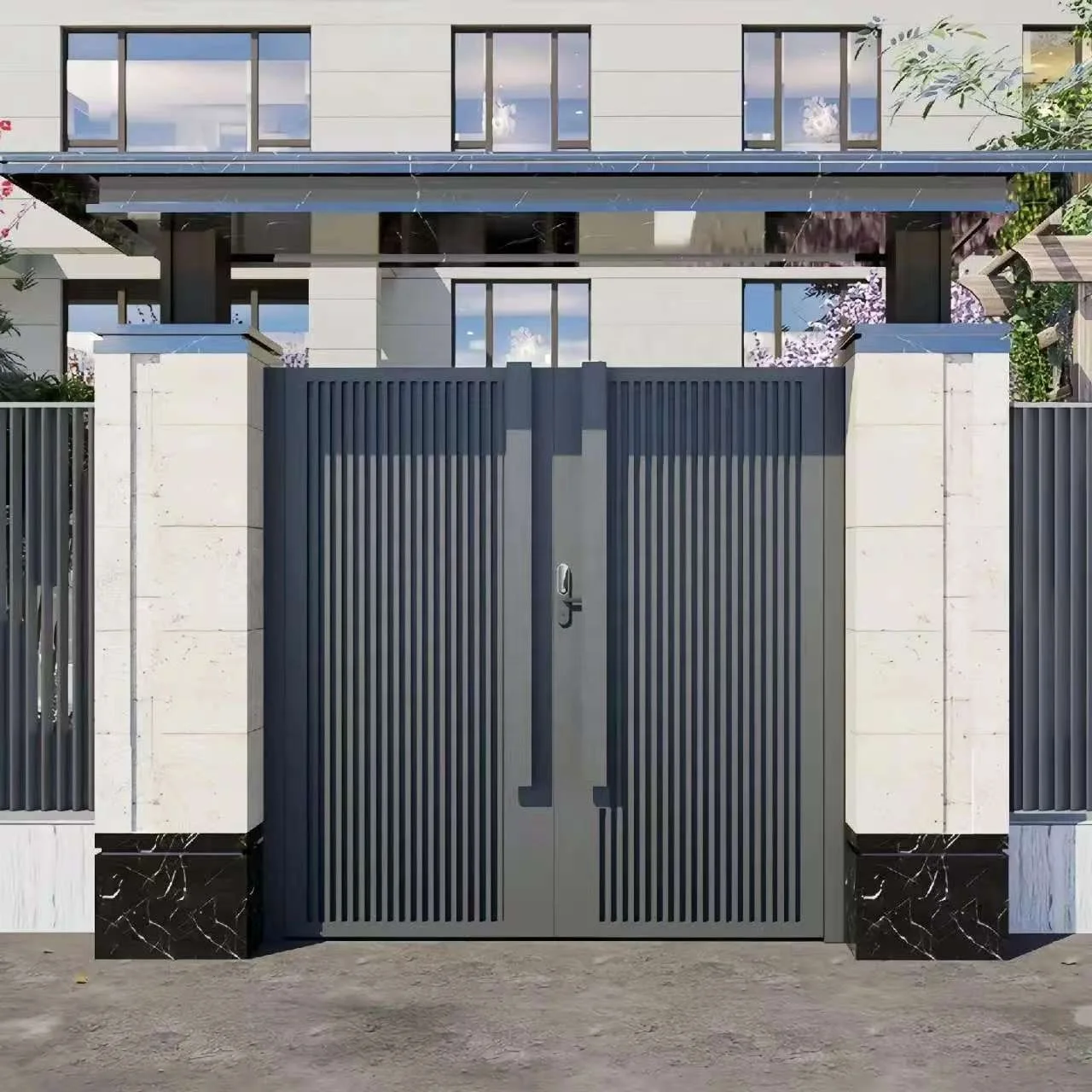 Modern Aluminum Entrance Gate with Iron Frame - Stylish, Eco-Friendly ...