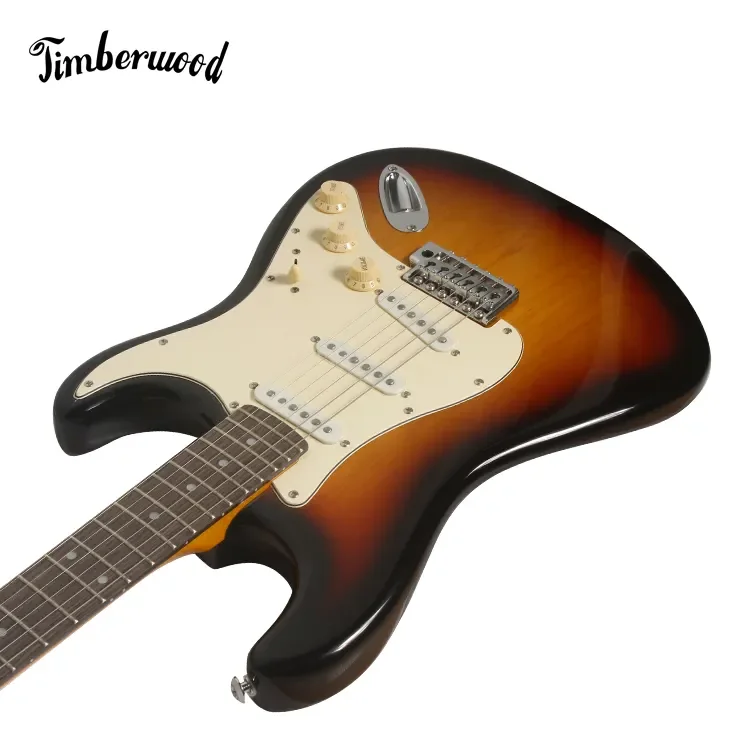 Custom electric guitar musical instrument st type in sunburst color ...