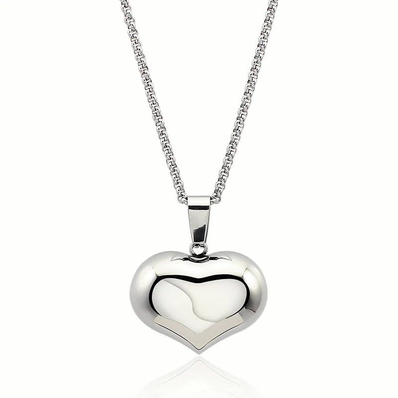 Stainless Steel Heart Pendant Necklace - Romantic Gift