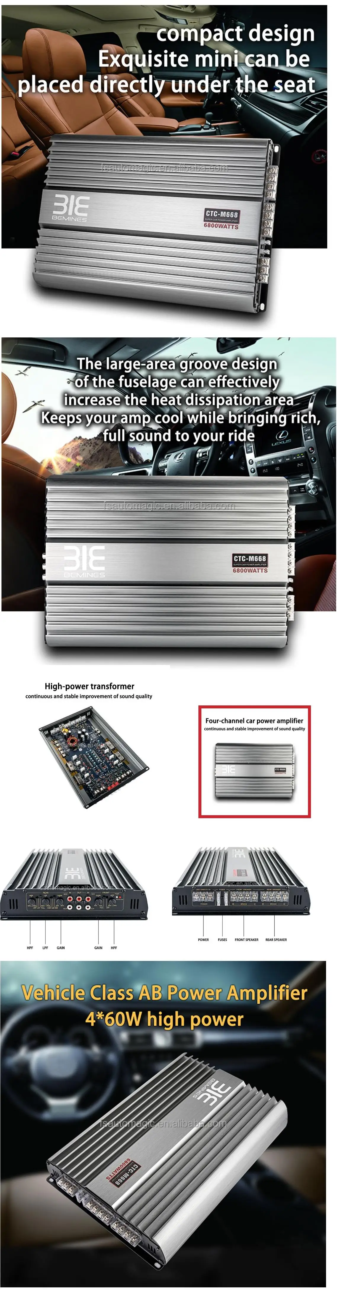 BEMINES Auto Magic Cube M668 - 4 Channel Car Amplifier