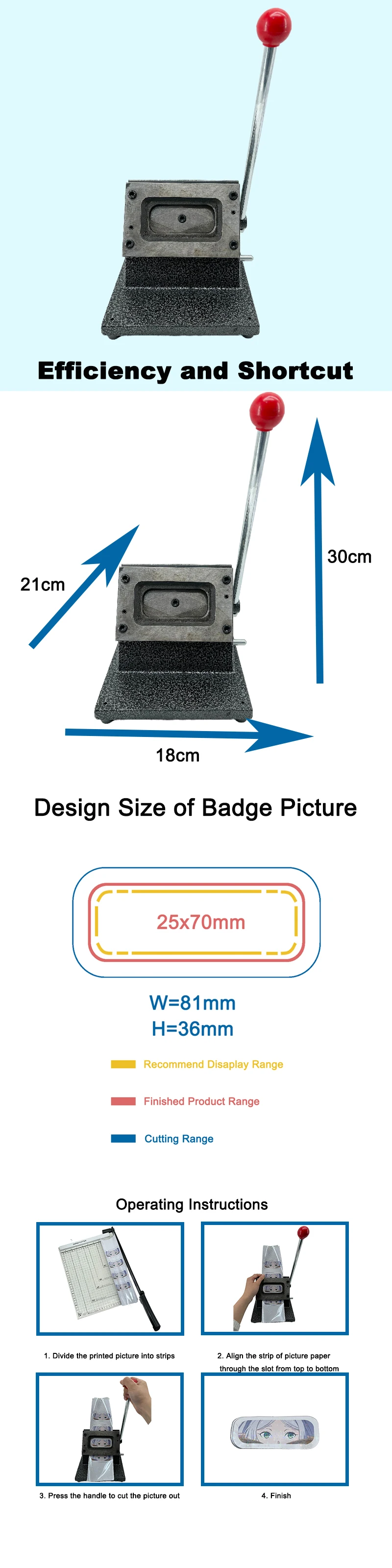 70x25mm Rectangle Stand Paper Badge Cutter Machine Paper Cutting ...