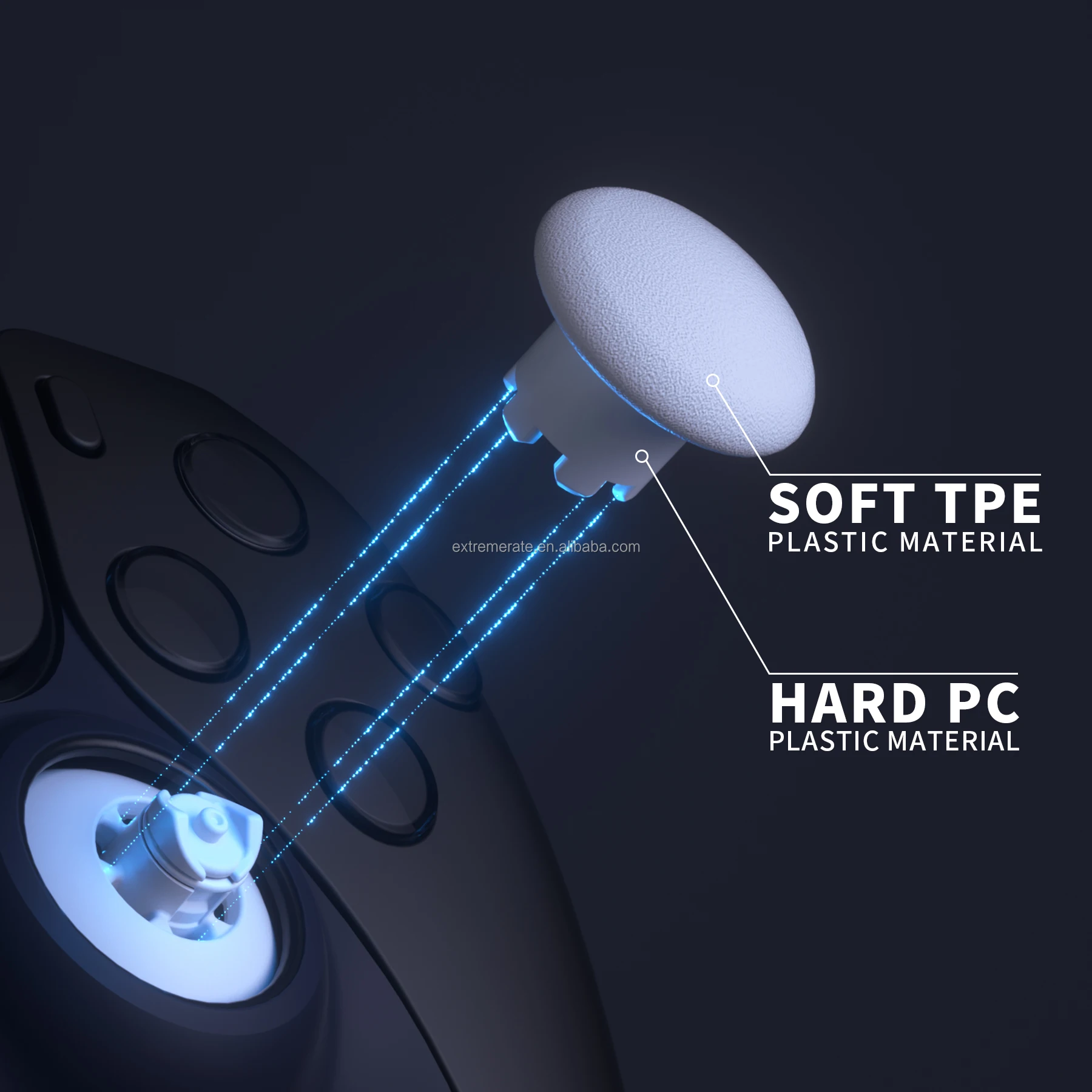 EXtremeRate Bottom Removable Analog Stick Custom Replacement Edge ...