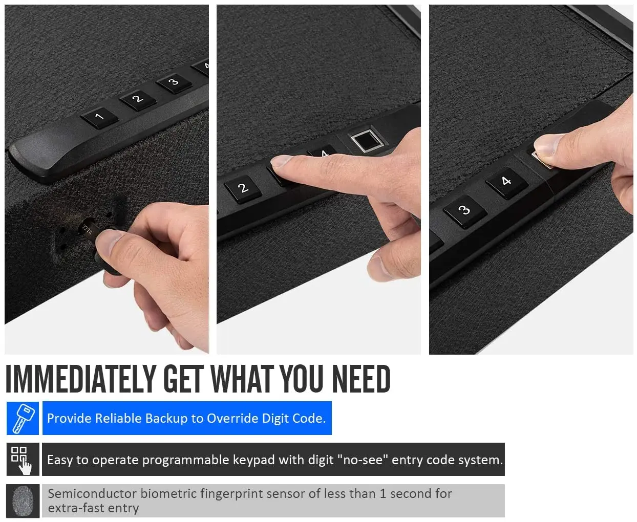 Quick Access Gun Safe Box With Fingerprint & Digital Keypad,Handgun ...