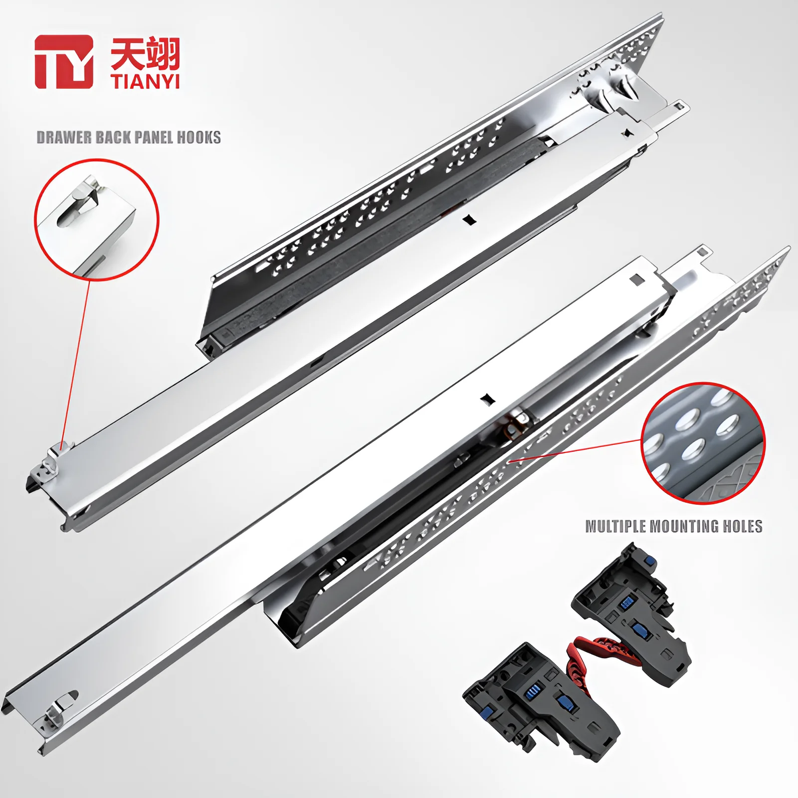 Easy Installation 3d Adjustable Silent Hidden Slide Rebound Open Drawer ...