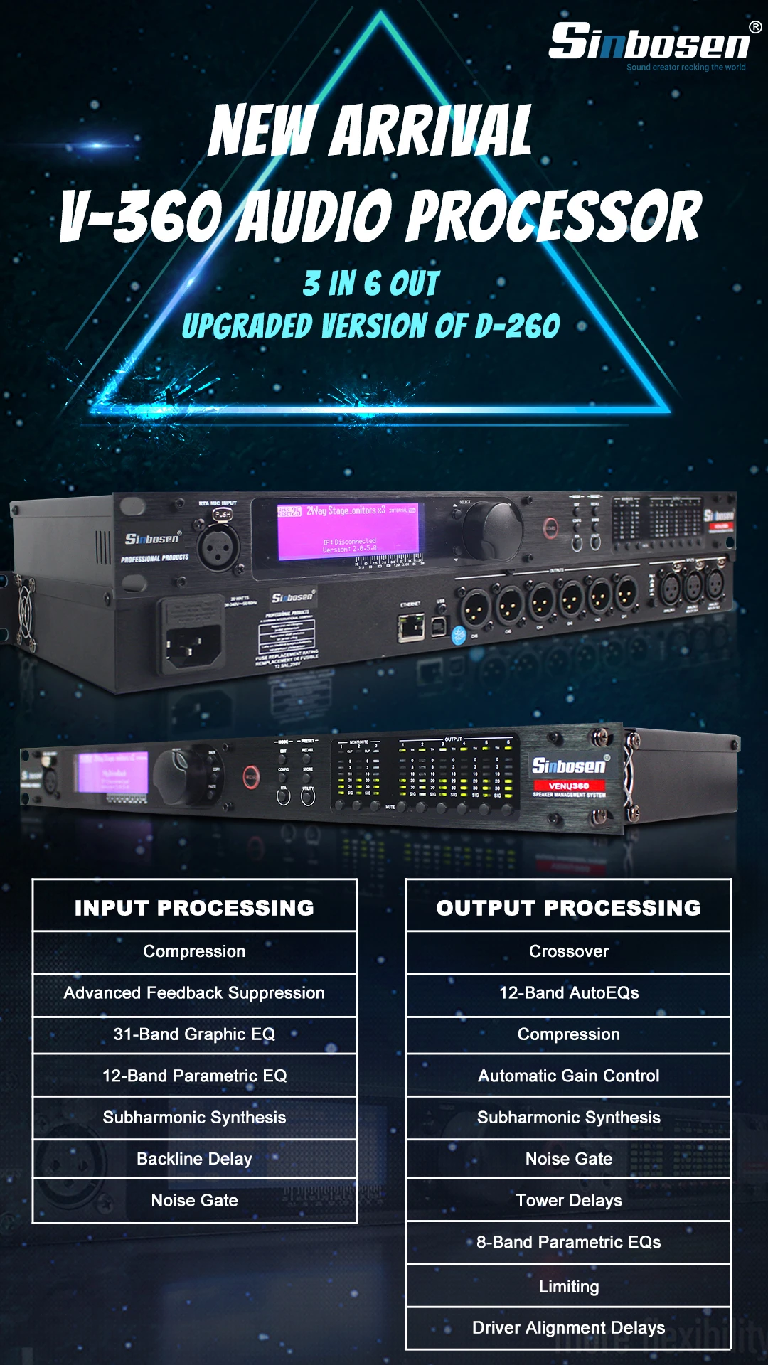 V-360 24-bit AES Karaoke Digital Signal Processor 3 X 6 Oem Professional Audio Processor with ...