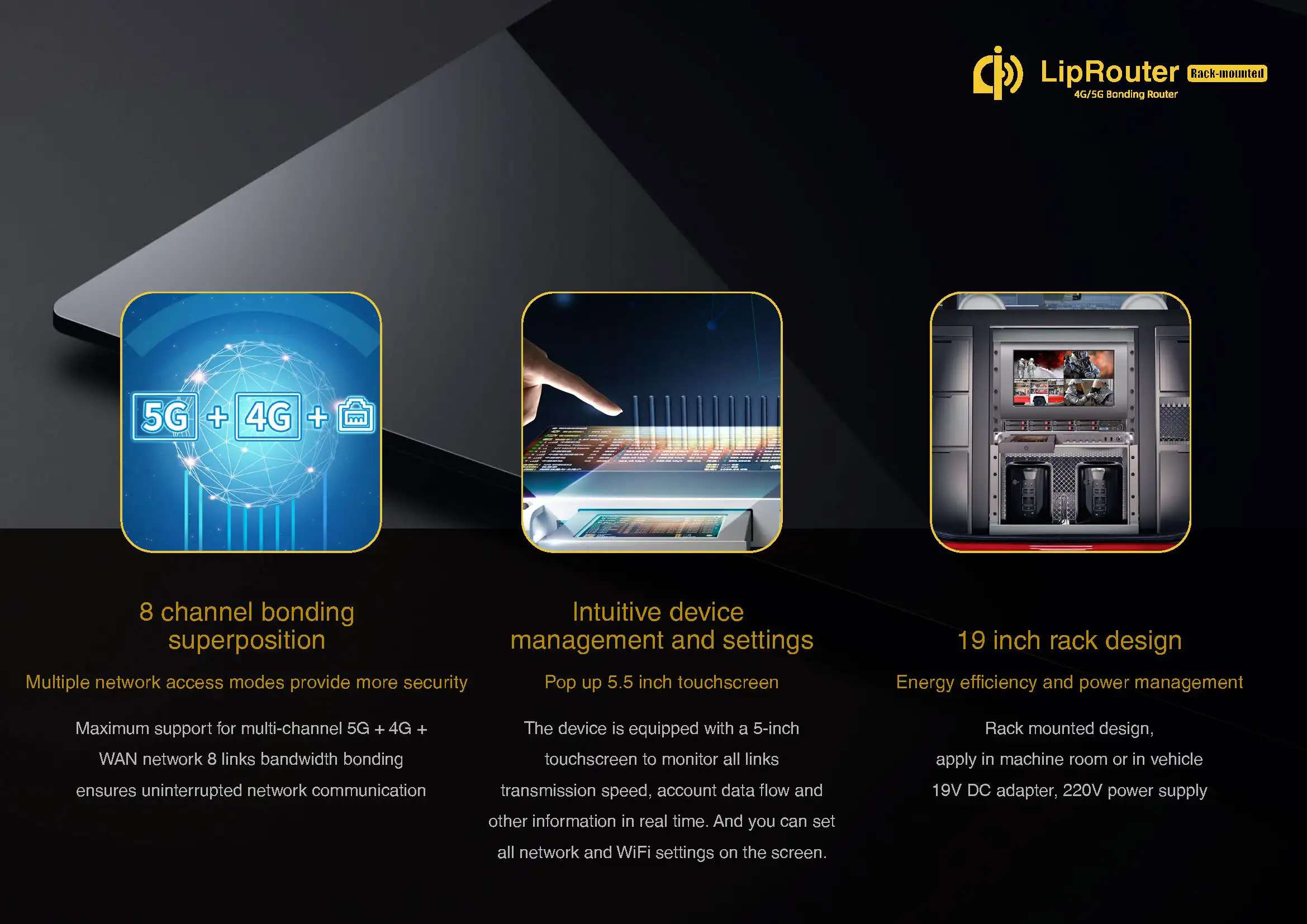 Lipoutrer 4G/5G Bonding Rack Router - 1000mbps LAN Data Rate