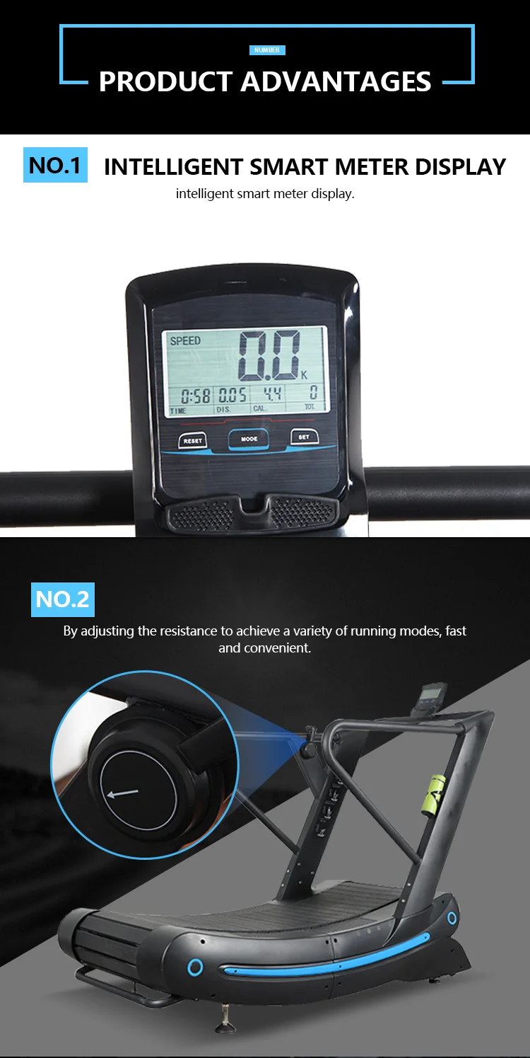 Unpowered Treadmill - Self-Generating Curved Fitness Machine