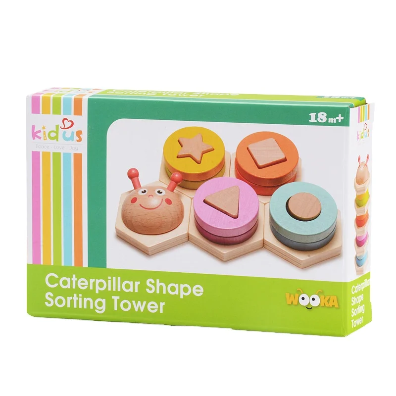 Kids Wooden Education Puzzle Games 5pcs Columns Baby Geometric Board ...