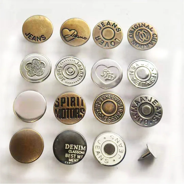 Wholesale Shank Jeans Buttons - Silver Jeans Logo