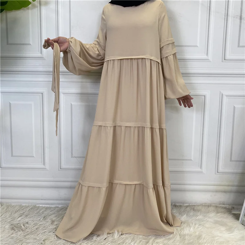 Popular Women Modest Abaya Muslim Dresses Turkish Cuffed Sleeve Dubai ...