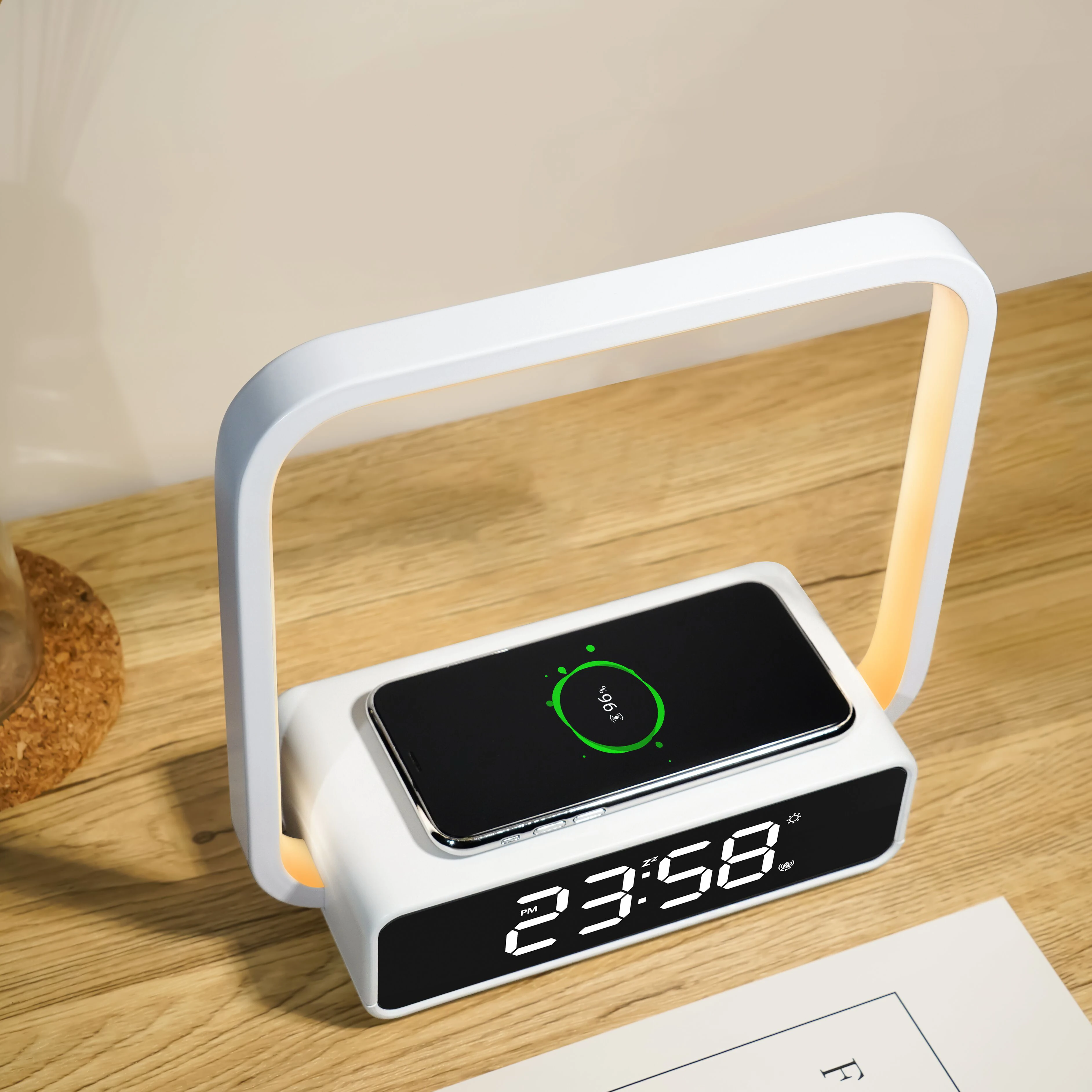 Modern Innovative 3-in-1 Smartphone Wireless Charger Wood Bedside Lamp ...