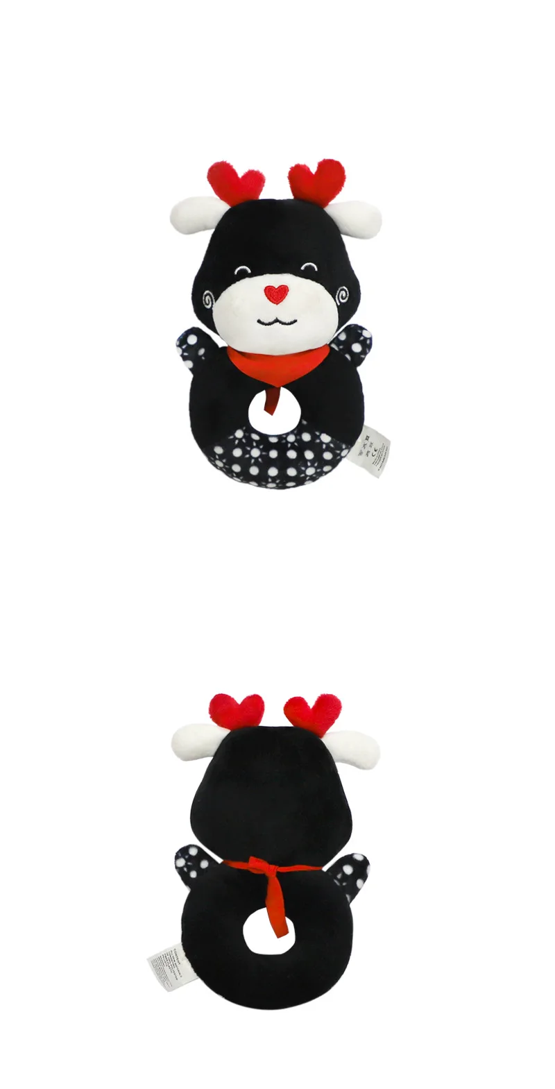 Black And White Plush Cartoon Soft Cloth Animal Circular Rattle ...