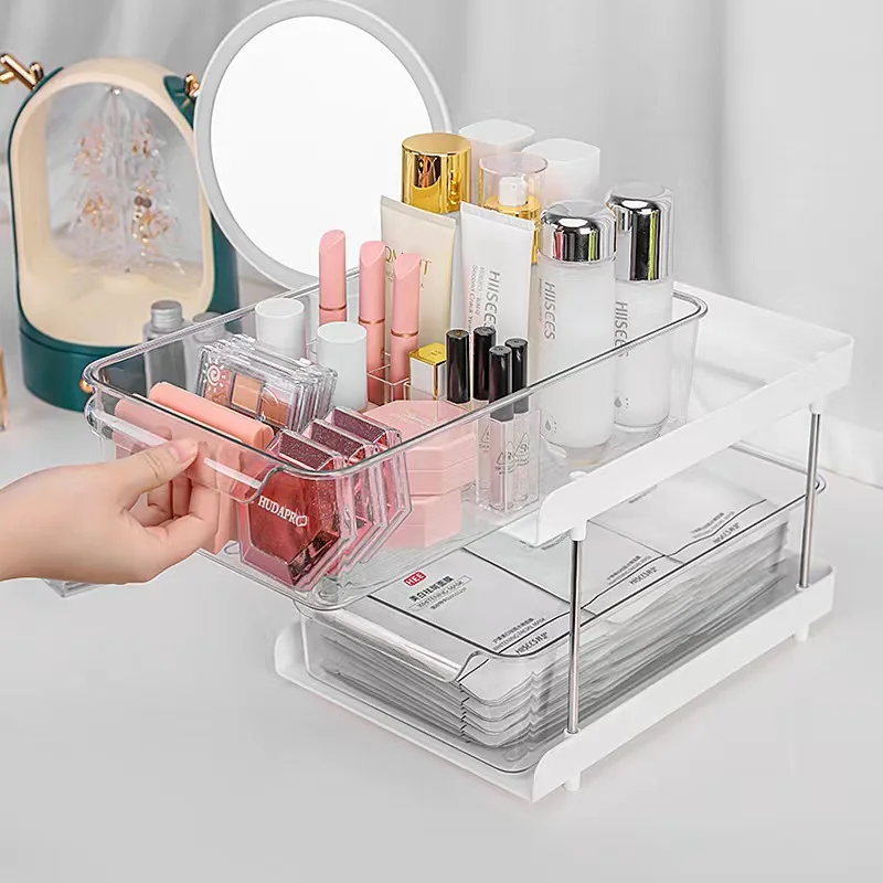 2 Tier Drawable Sliding Storage Holders Racks Transparent Kitchen ...