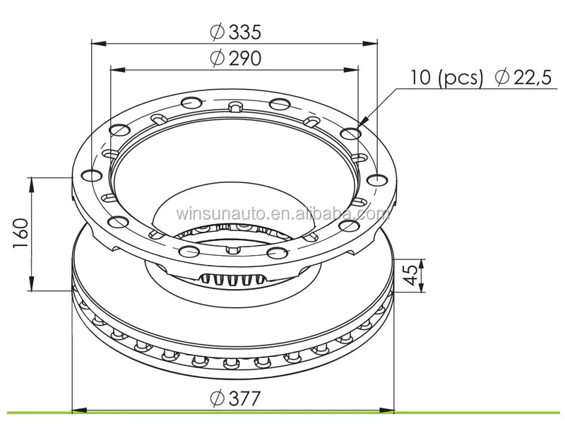 Heavy Duty Truck Parts Trailer Rear Axle Brake Disc Brake Rotor For Bpw ...