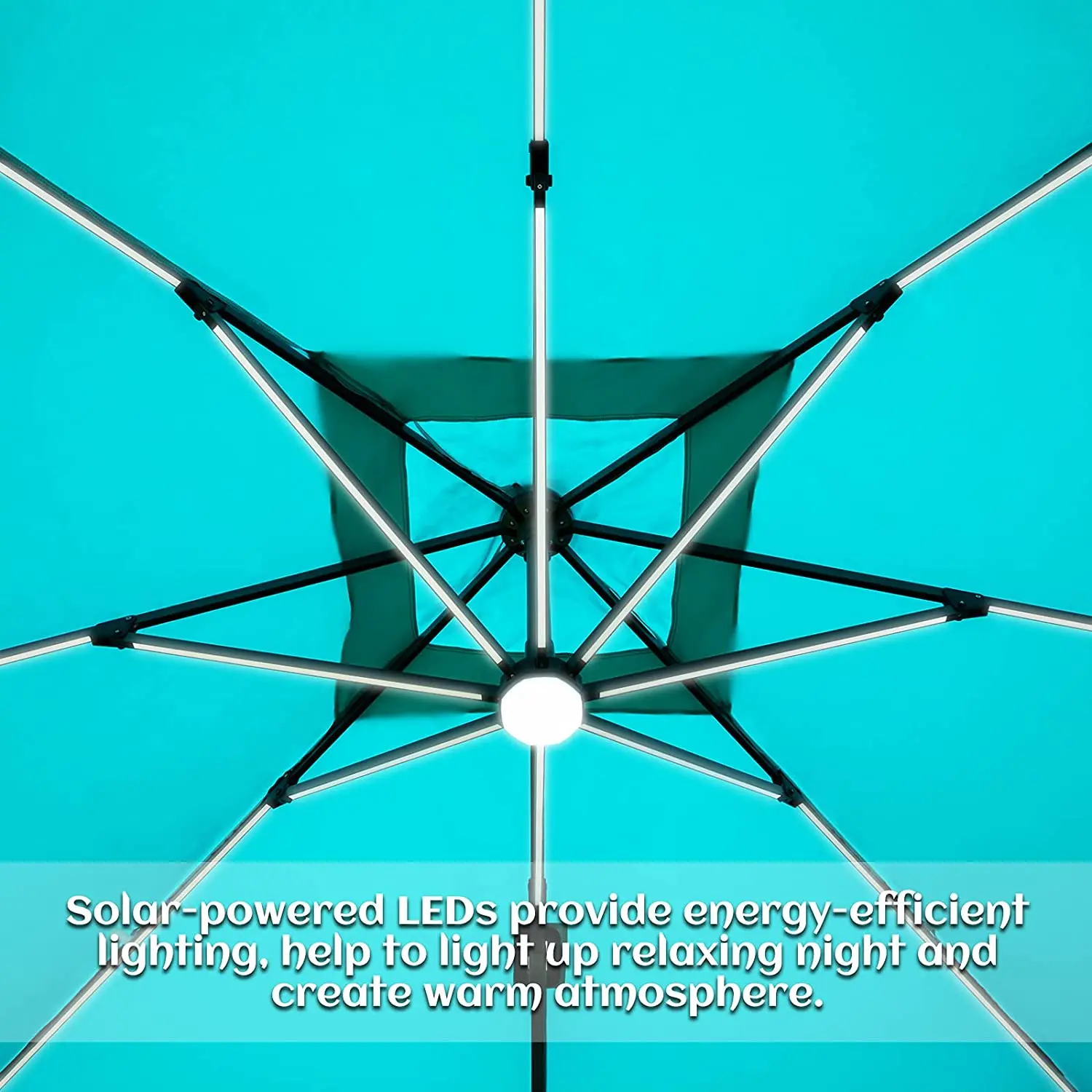 Garden Outdoor Parasol Led Lights Beach Solar Panel Cantilever Umbrella ...