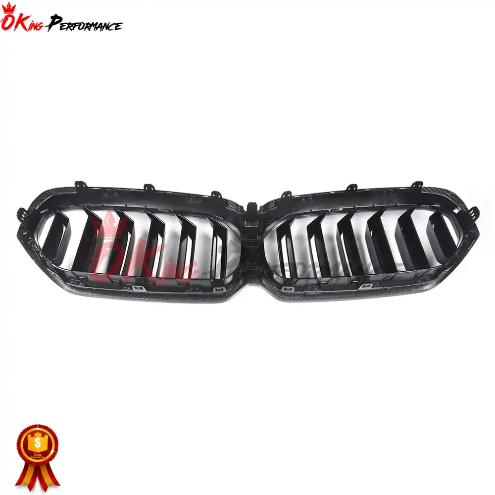 Dry Carbon Fiber Dual Slat Front Bumper Grille For Bmw 5 Series G30 Lci ...